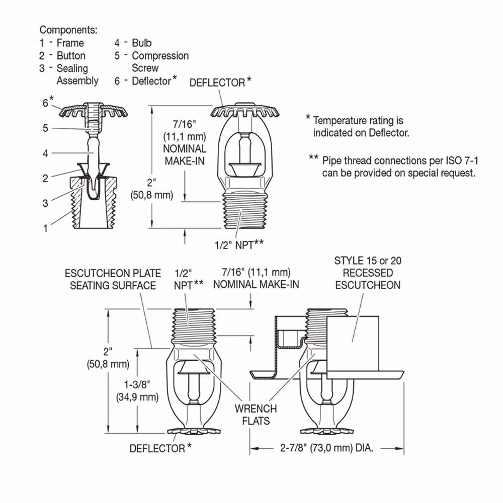 Leyon FM UL Series TY B 5.6 K Factor Upright Pendent And Recessed ...