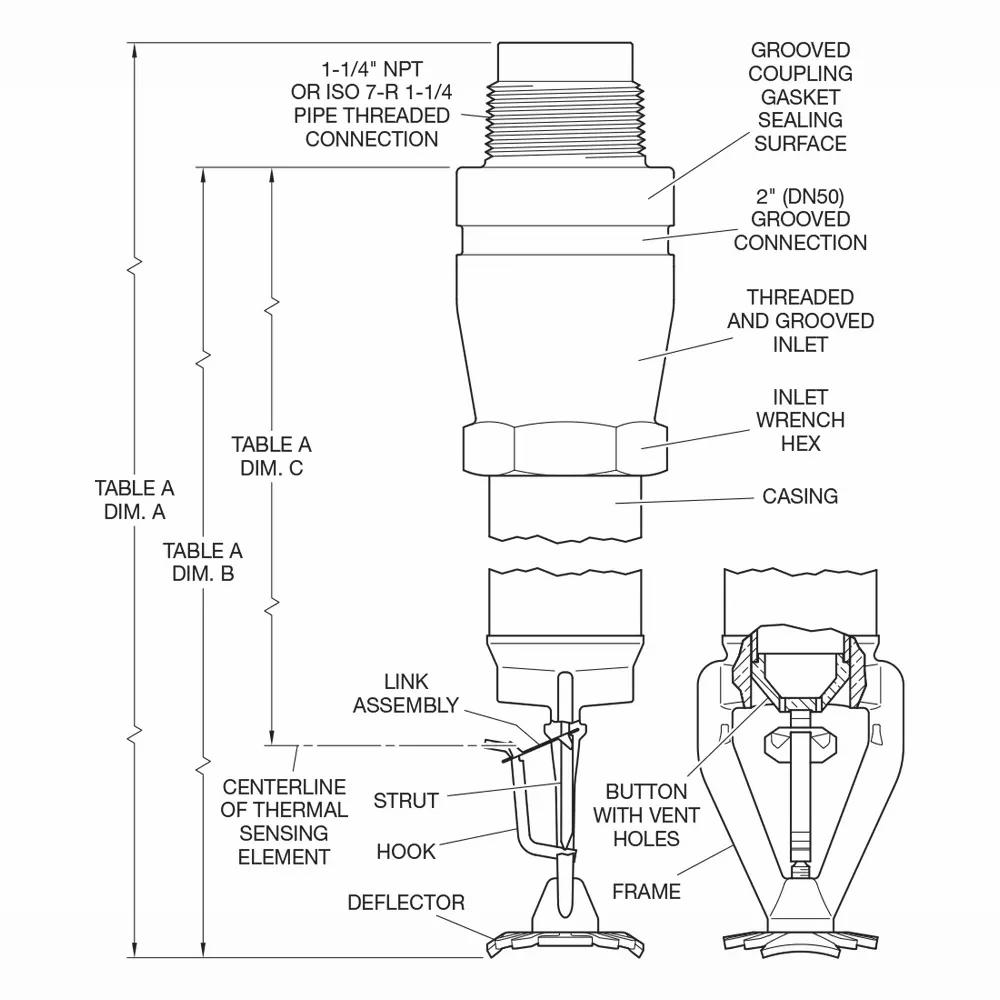 Leyon FM UL Model ESFR 17 16.8 K Factor Dry Type Pendent Sprinklers ...