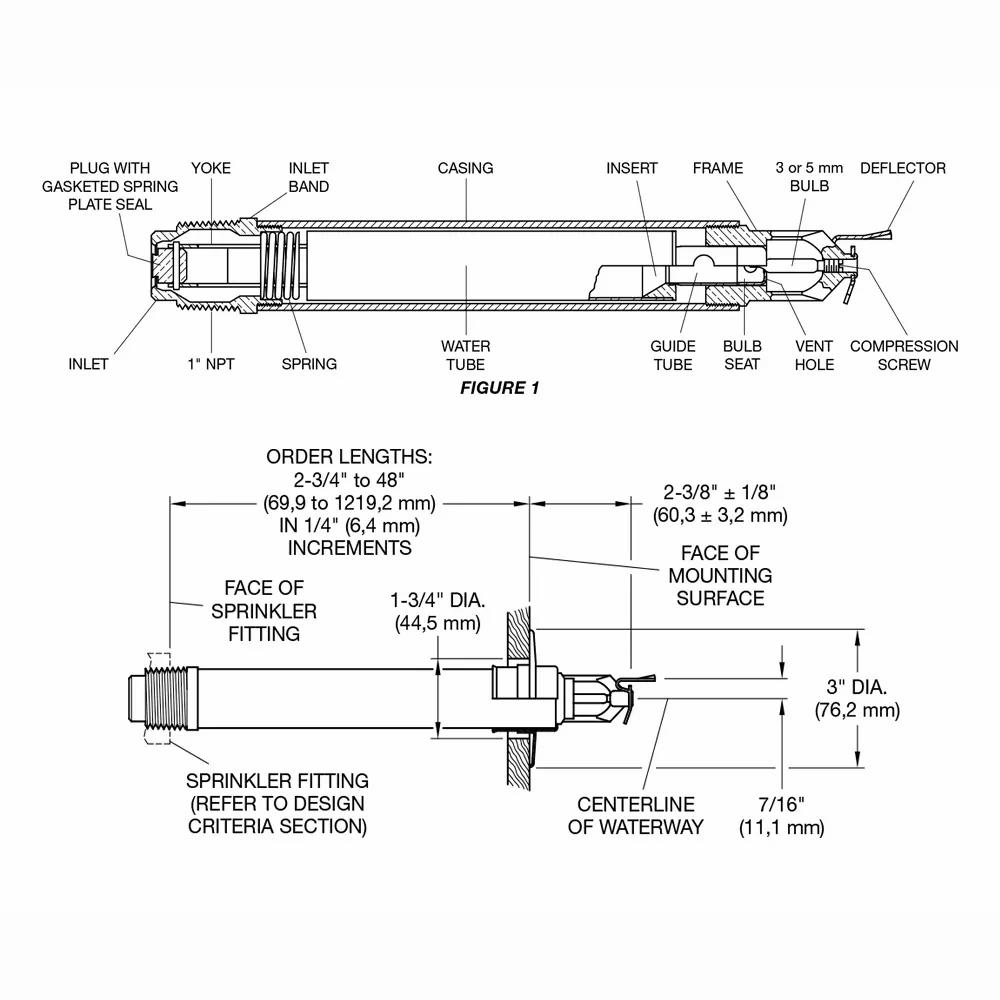 Leyon FM UL Series DS 1 Dry Type Sprinklers 5.6K Horizontal Sidewall ...